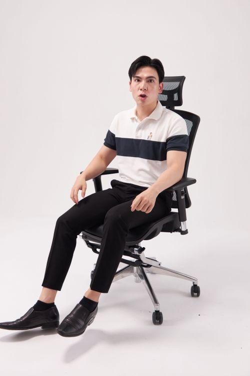 Ghế Công Thái Học Manson Vera Lưới CloudMesh Đen Gác Chân, Lưng Nâng Hạ ...